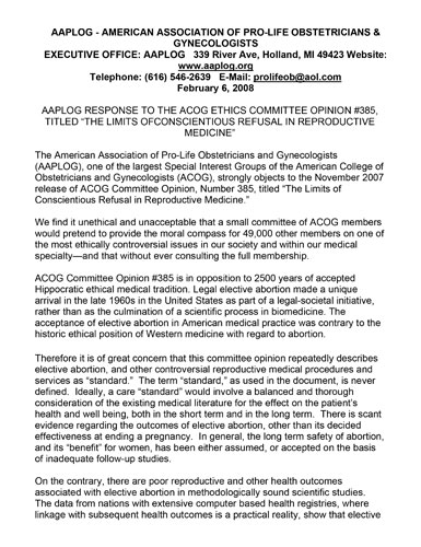 Nonrepresentation of Pro-Life OB/GYNs: a Timeline | AAPLOG - American ...